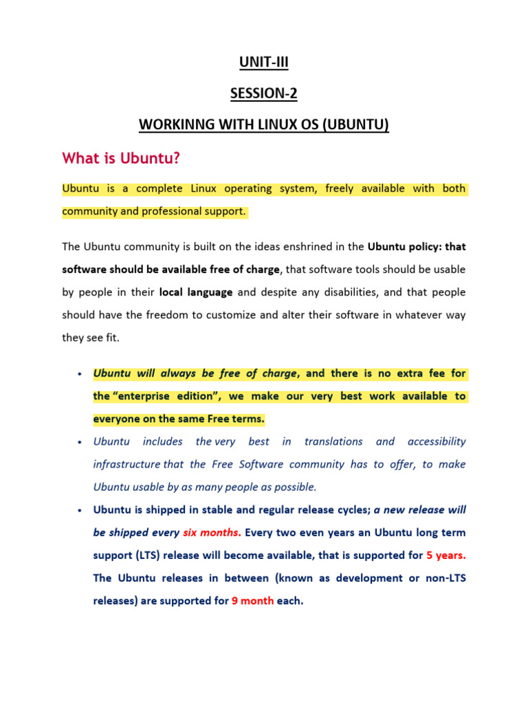 5 - UNIT-3 Working With Linux OS | PDF | Linux | Free Software