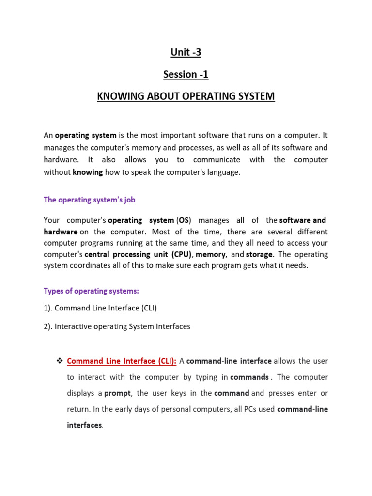 3 - Knowing About Operating System Session - 1 | PDF | Command Line Interface | Graphical User ...
