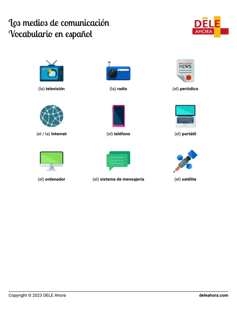 Los Medios de Comunicacion Vocabulario en Espanol Imprimible | PDF