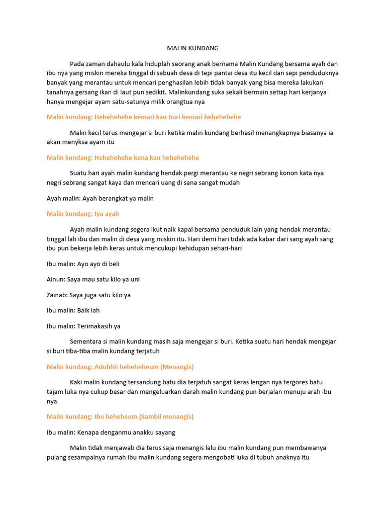 MALIN KUNDANG - Teater-1 | PDF | Puisi