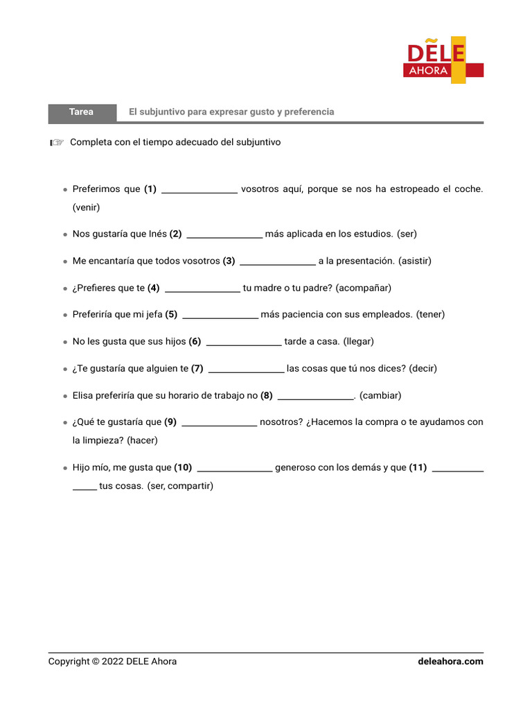 Ejercicios de Subjuntivo en Español | PDF