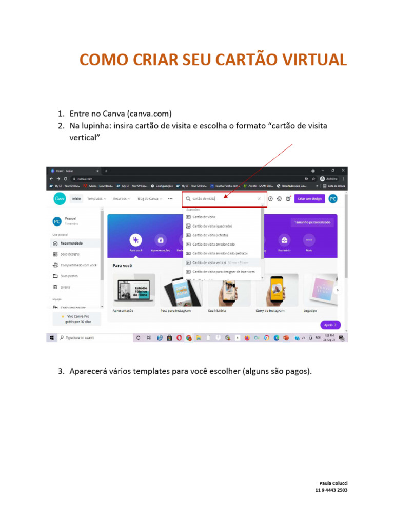 Guia de Criação de Cartão Virtual no Canva | PDF | Programas | Informática