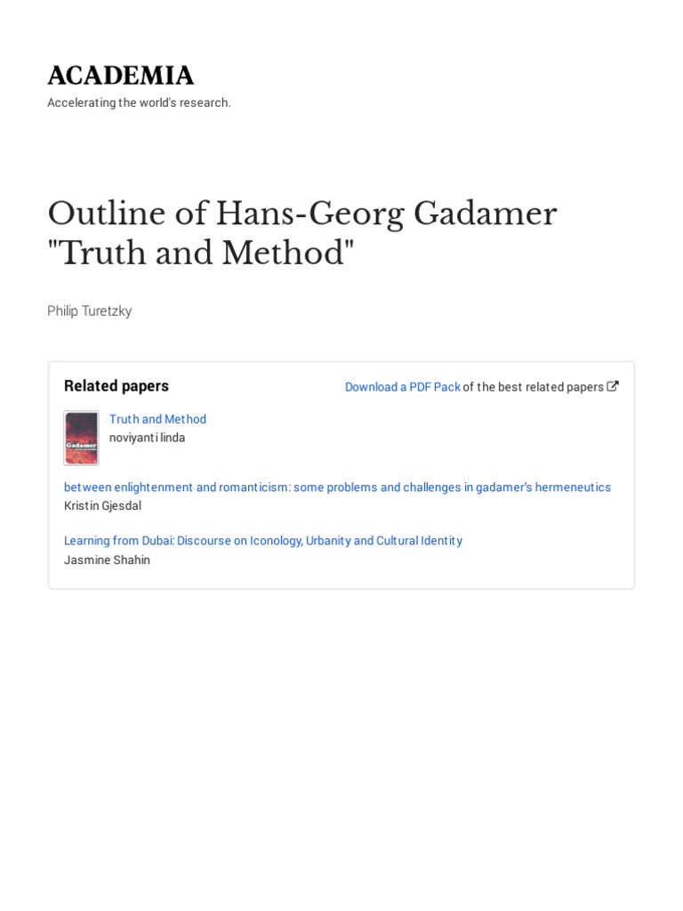1979 - Gadamer - Truth and Method | PDF | Immanuel Kant | Beauty