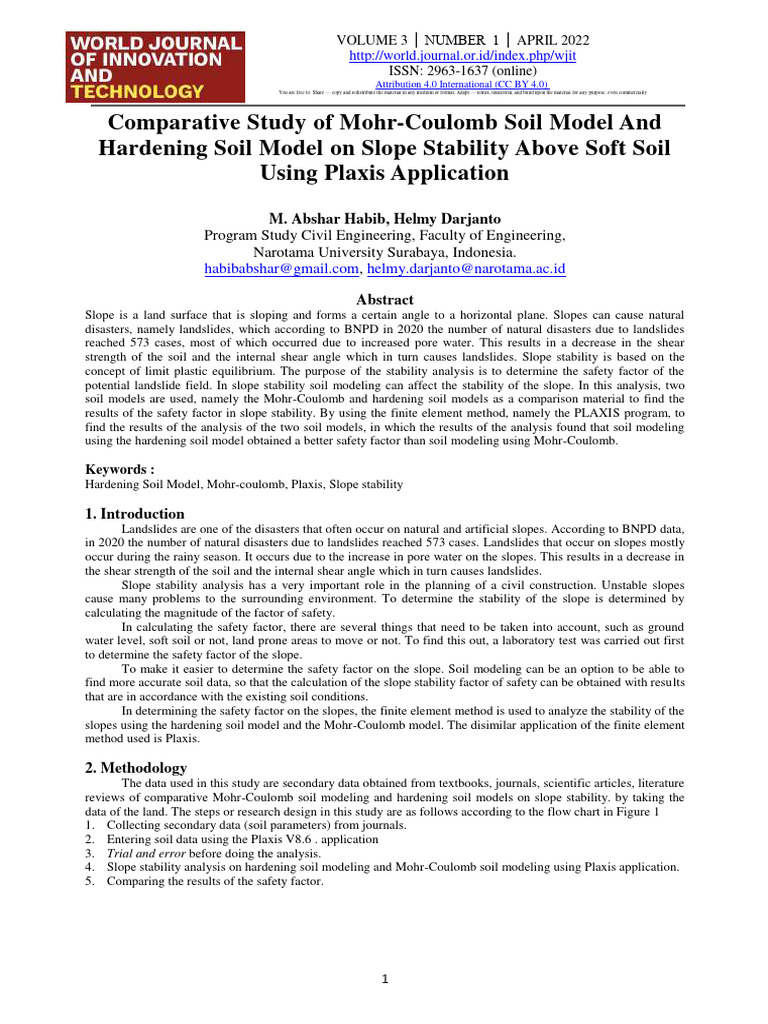 Comparative Study of Mohr-Coulomb Soil Model and Hardening Soil Model On Slope Stability Above ...