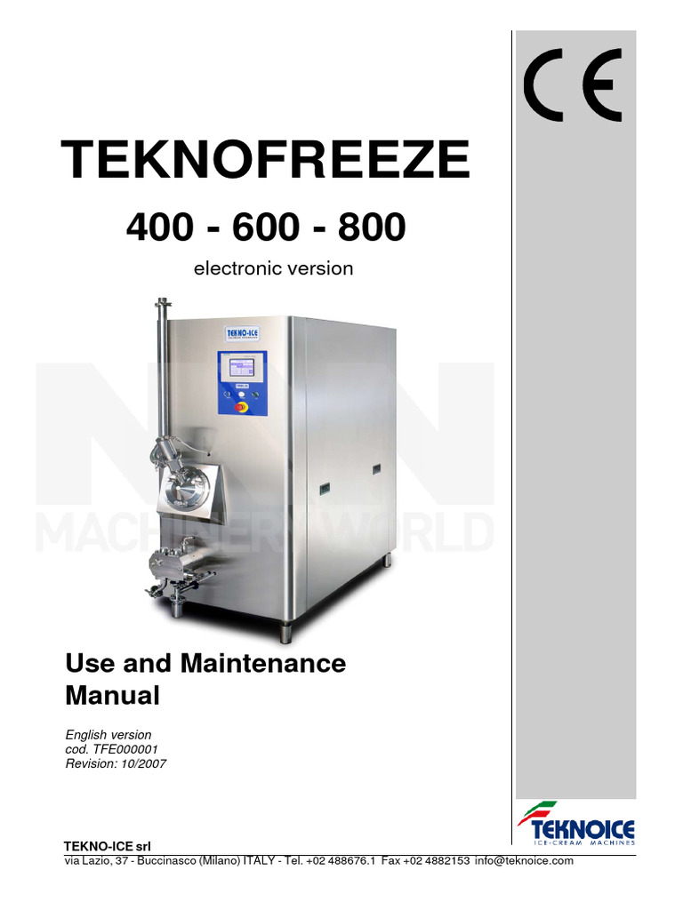 Techno Ice Teknofreeze 400 600 800 | PDF | Refrigerator | Pump