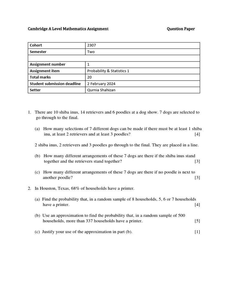 2307 Assignment Semester Two QP 1 | PDF