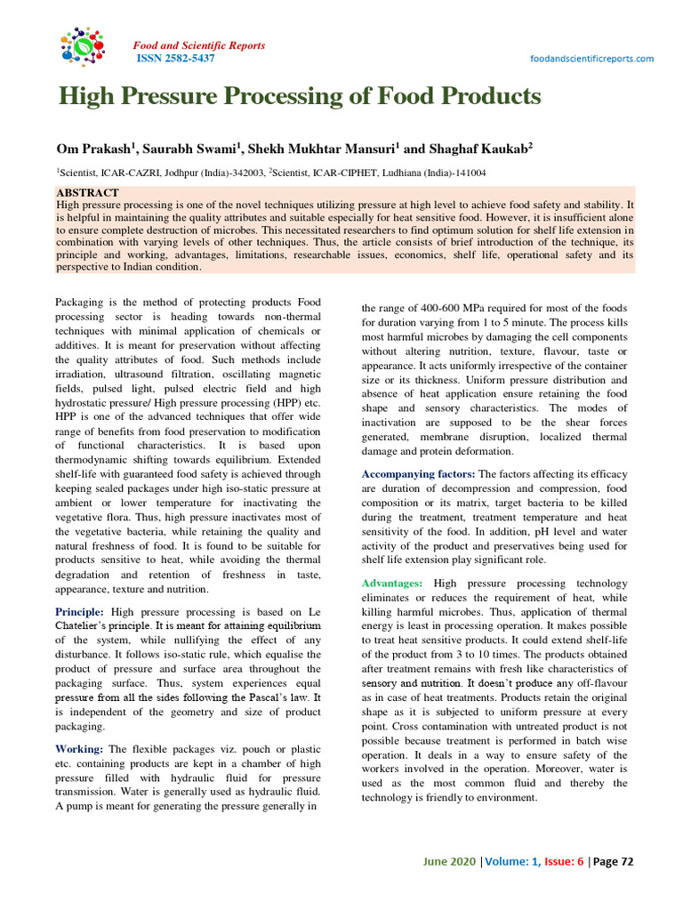 HPP-2-4 | PDF | Shelf Life | Nutrition