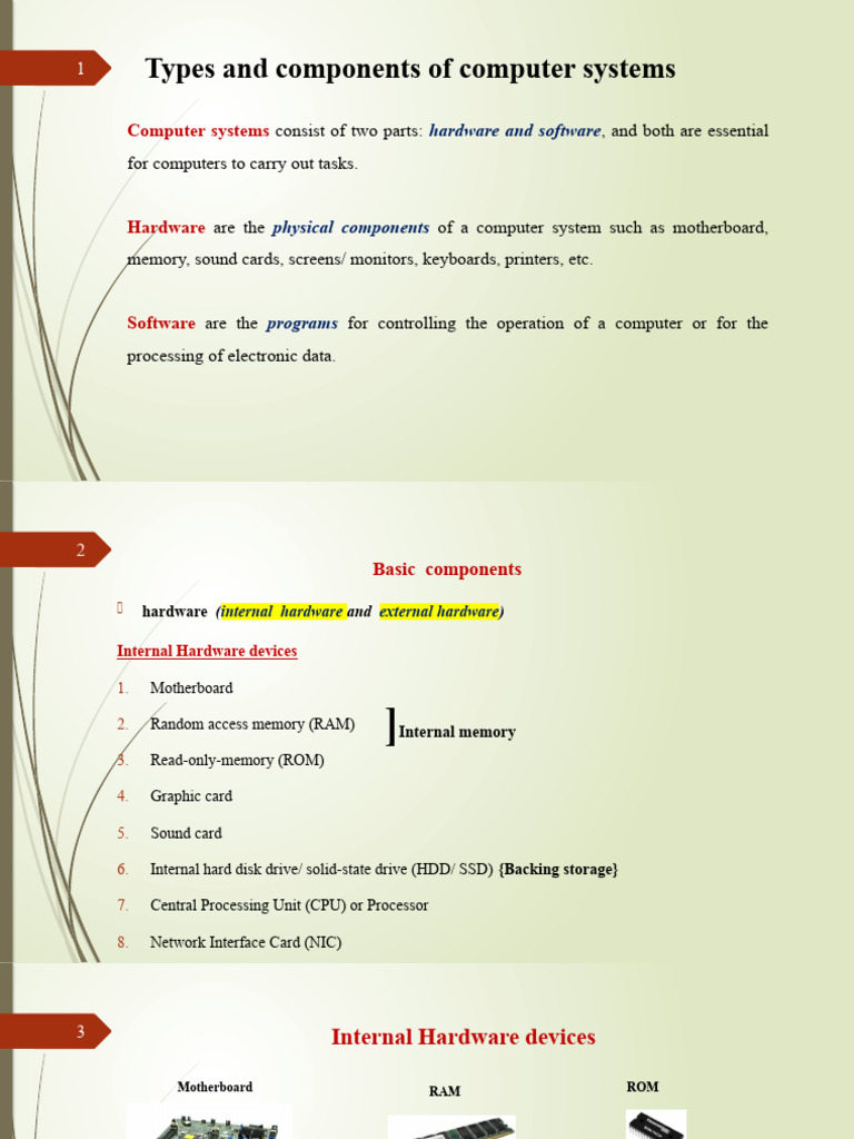 Types and Components of Computer Systems | PDF | Computer Hardware | Computer Data Storage