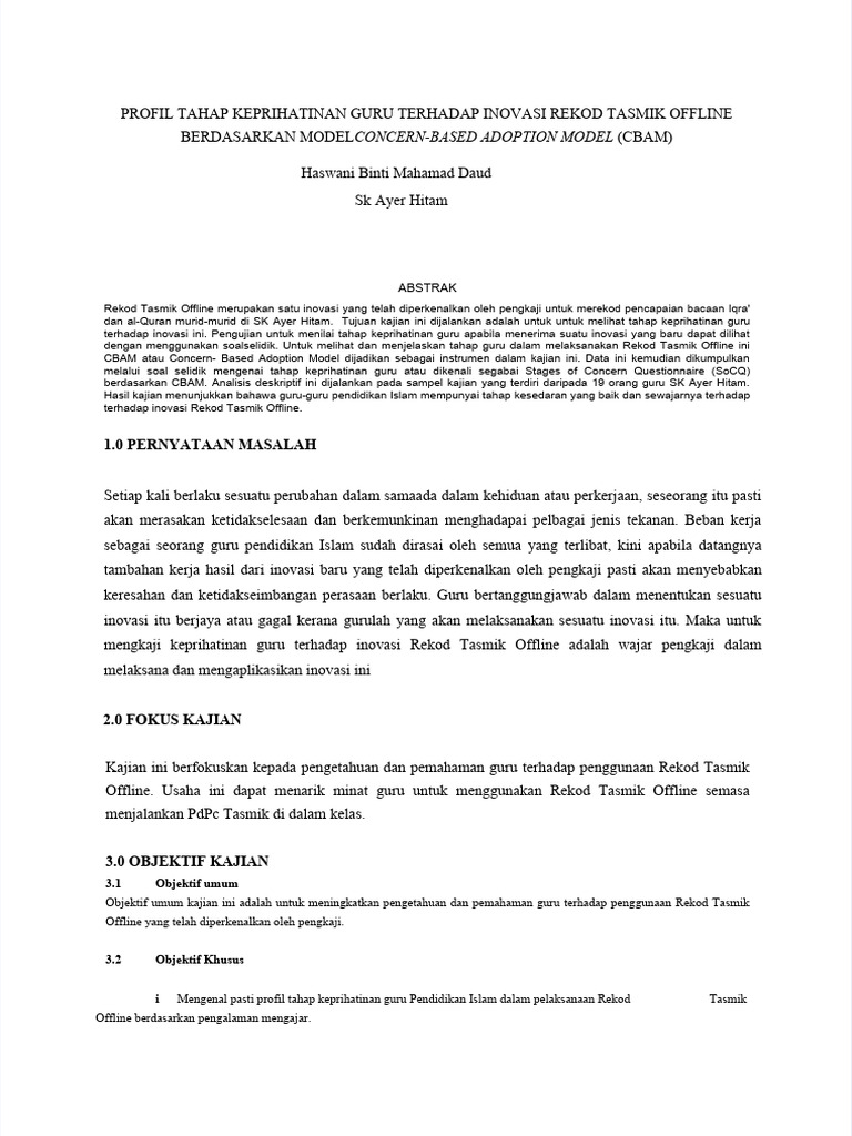 Kajian Tindakan Rekod Tasmik Offline | PDF | Karier & Perkembangan