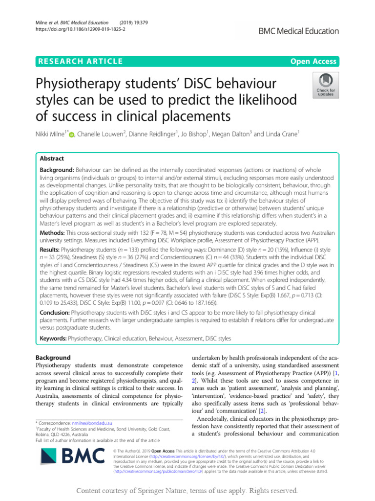 Physiotherapy Students DiSC Behaviour Styles Can | PDF | Behavior ...