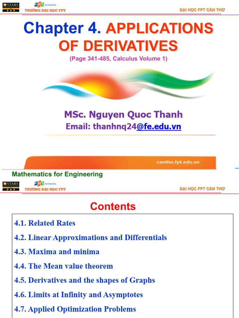 Mae101 Cal V1 Chapter 4 Applications Of Derivatives Download Free Pdf Derivative