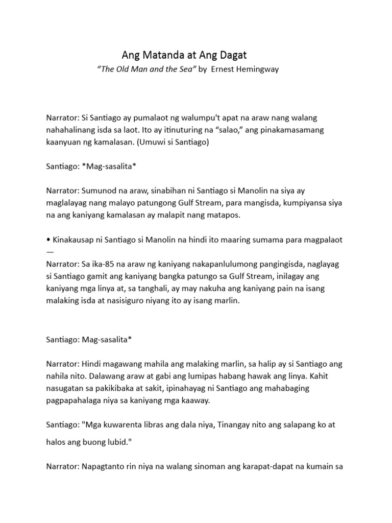 Ang Matanda at Ang Dagat | PDF
