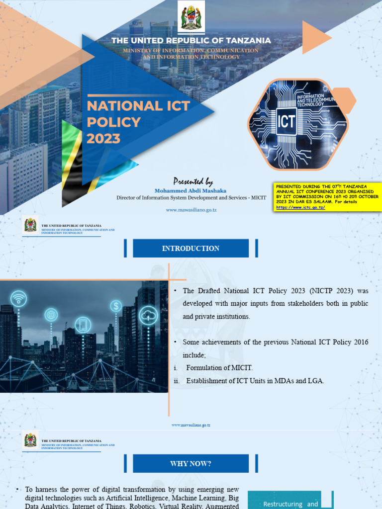 Tanzania National ICT Policy 2023 Overview | PDF | Information And ...