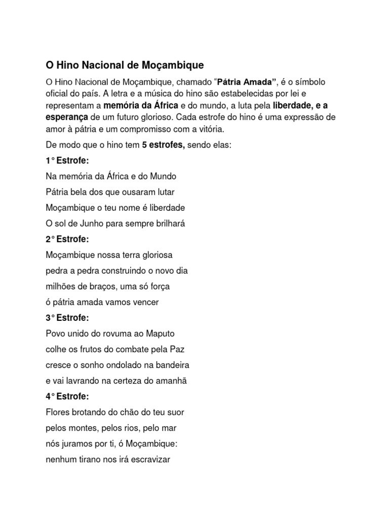 O Hino Nacional de Moçambique | PDF