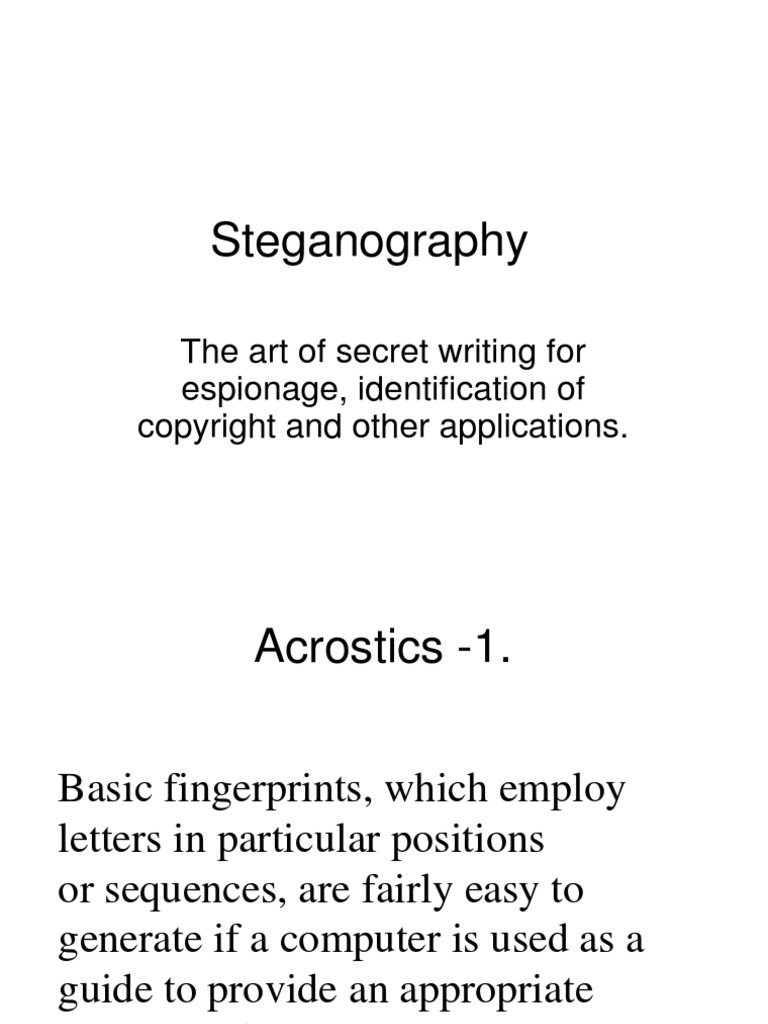 Steganography: The Art of Secret Writing For Espionage, Identification of | PDF ...