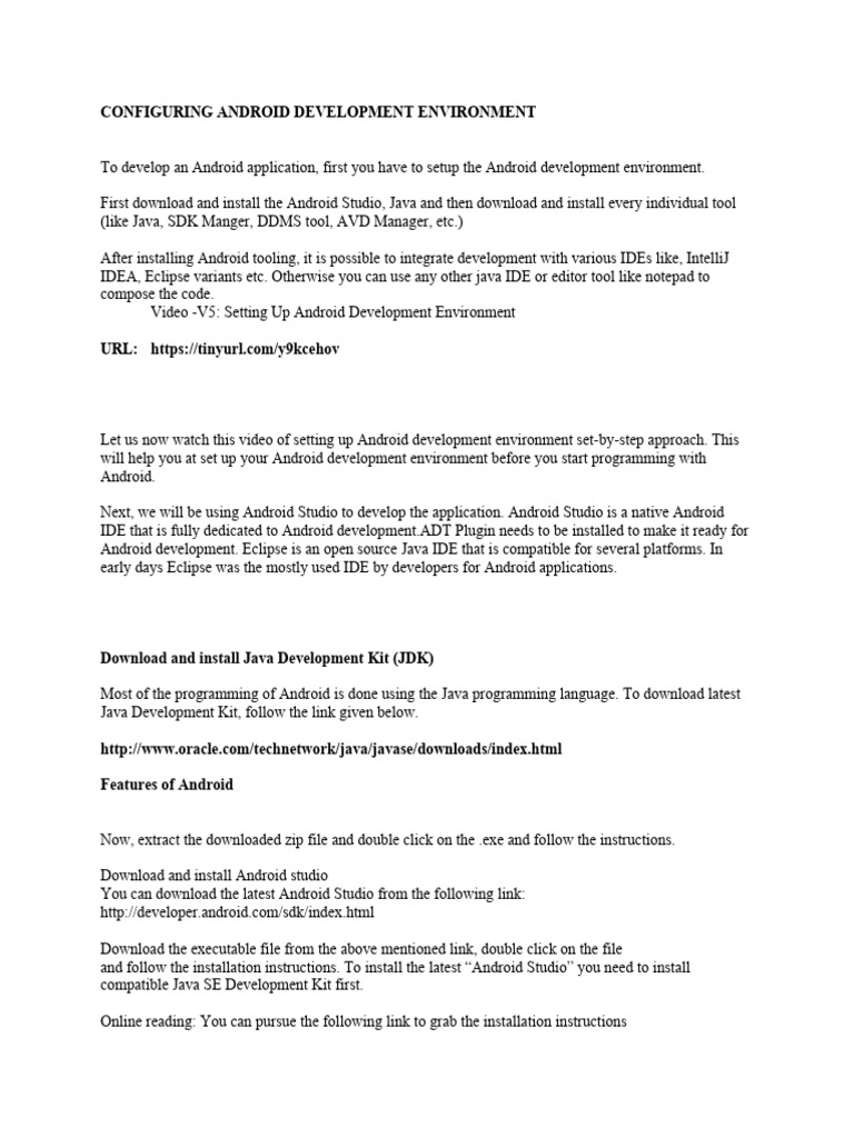 Configuring Android Development Environment | PDF