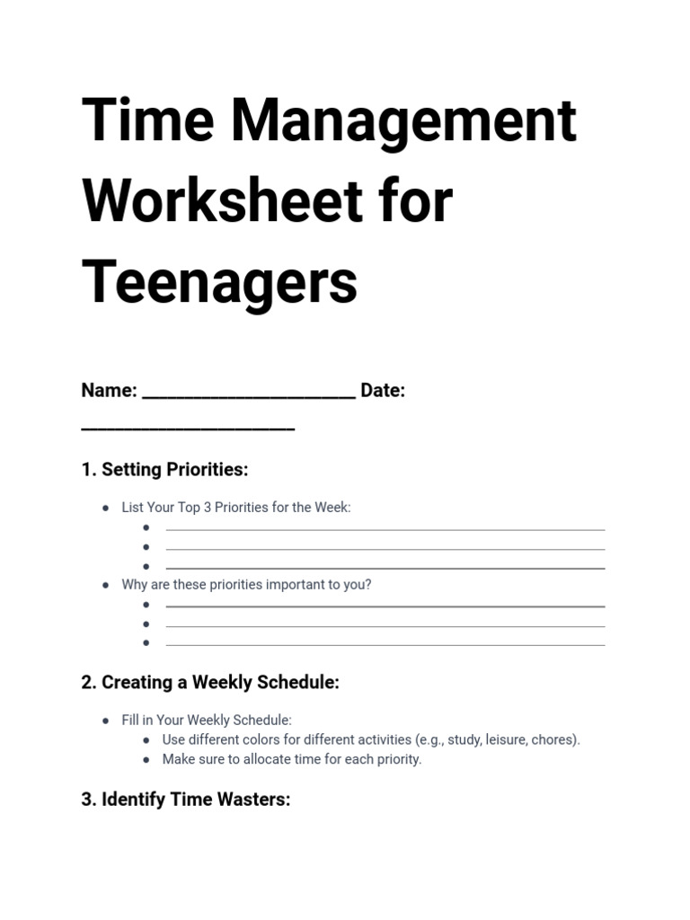 Time Management For Teenagers | PDF