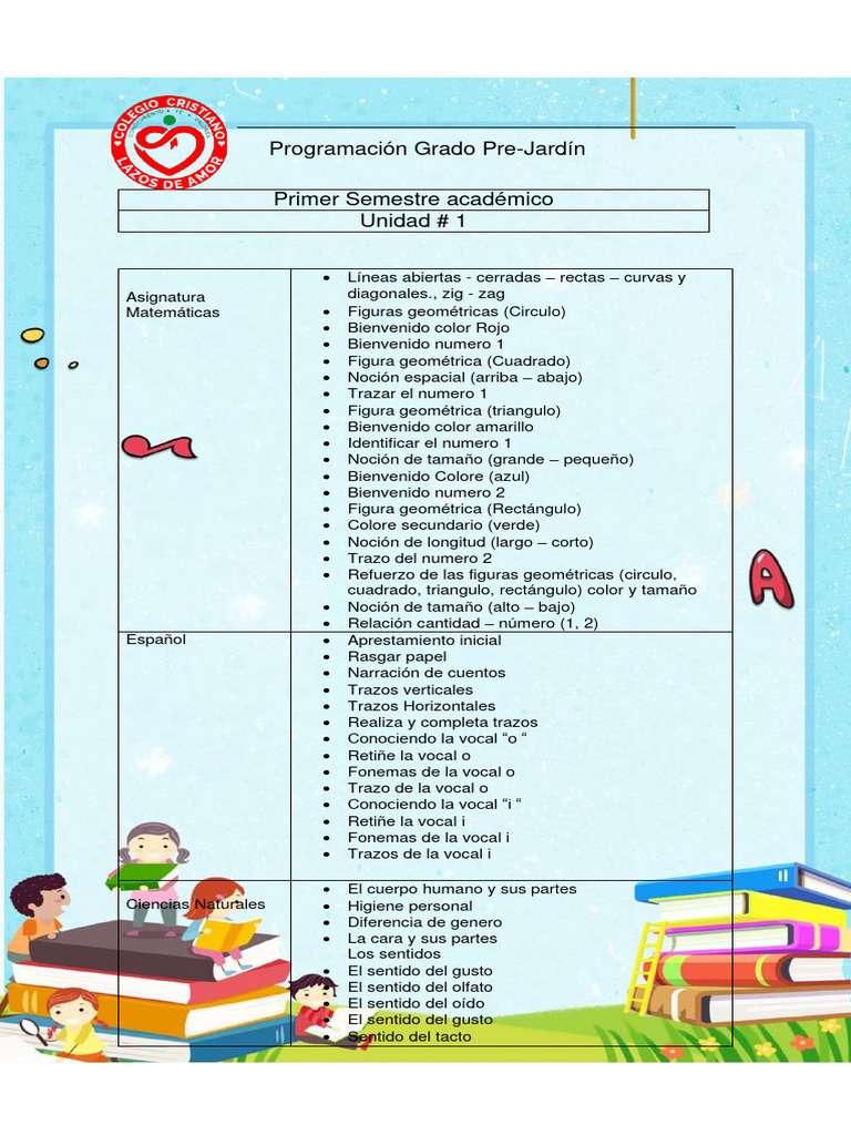 Plan de Estudios Preescolar 2024 | PDF | Vocal | Color