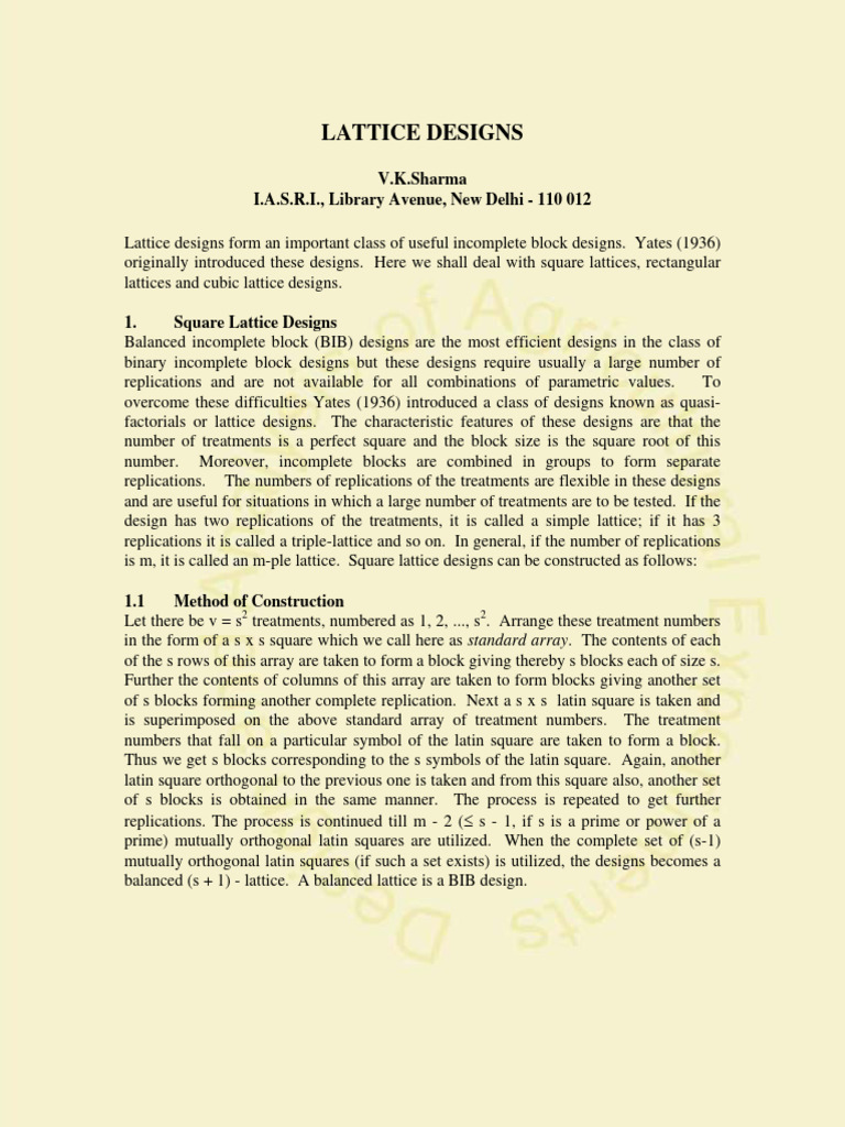 Ejm Lattice Designs Pdf Mathematical And Quantitative Methods