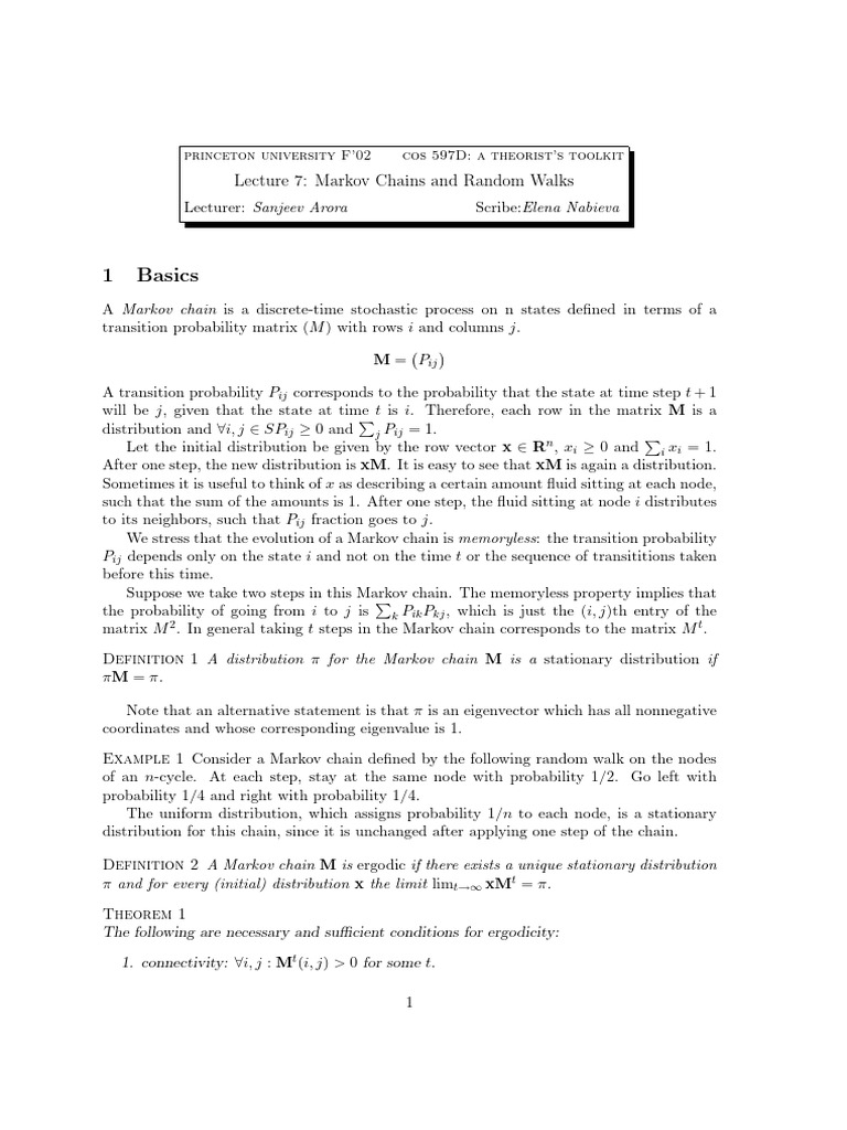 Markov Chains Ergodicity | PDF | Markov Chain | Eigenvalues And Eigenvectors