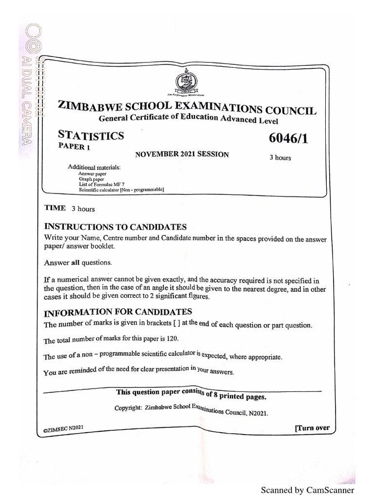 Statistics Paper 1 2021 | PDF
