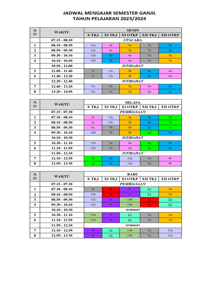Jadwal KBM 2324 | PDF
