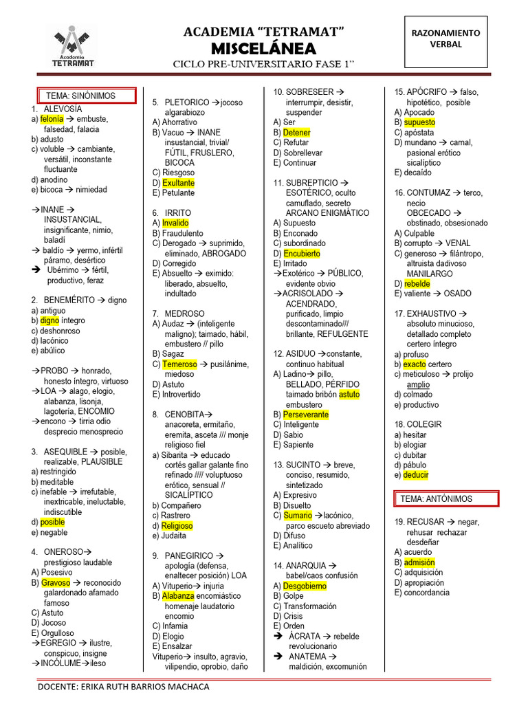 Miscelánea Resuelta - Tetramat Fase 1 Go | PDF | Etología | Comportamiento