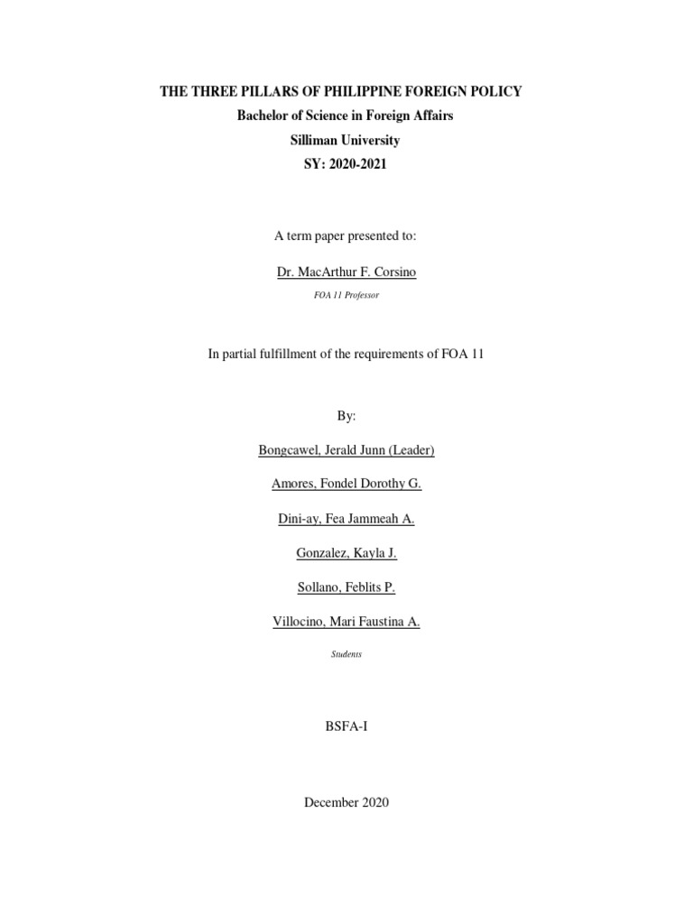 Three Pillars of Philippine Foreign Policy | PDF | National Security ...