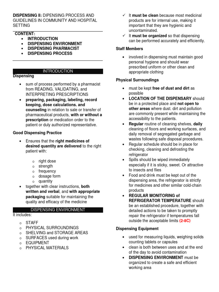 Dispensing Process Guidelines for Pharmacies | PDF | Self-Improvement ...