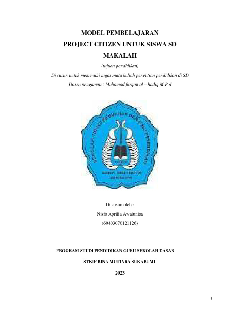 Model Pemebelajaran Project Citizen Untuk Siswa SD | PDF