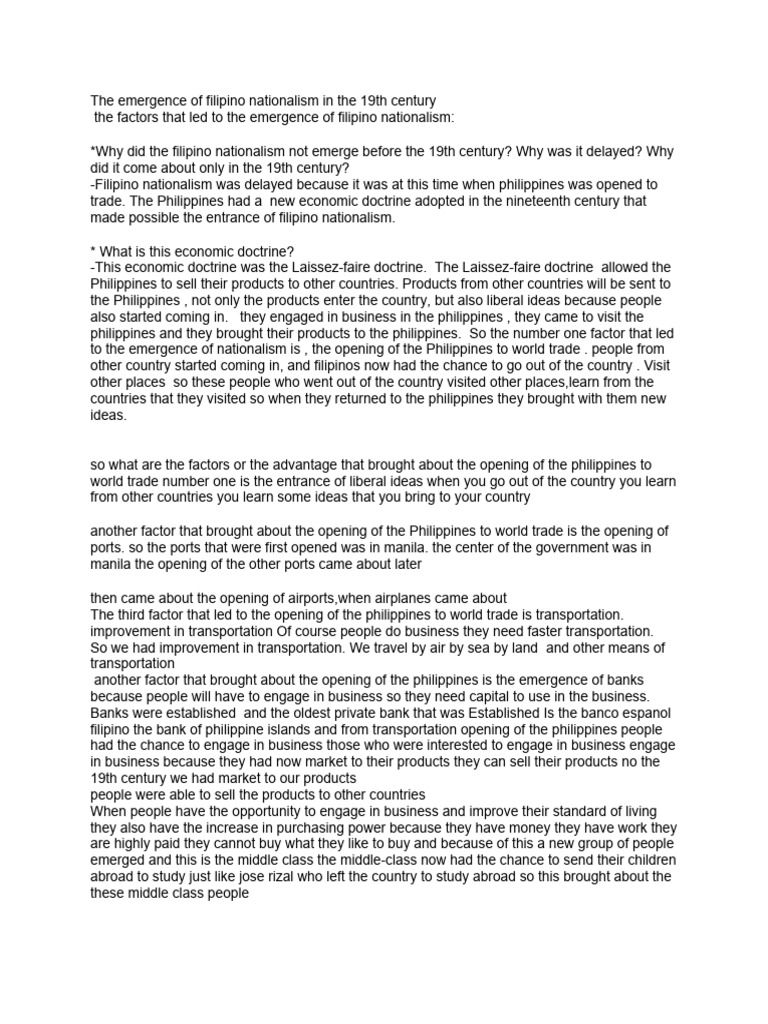 The Emergence of Filipino Nationalism in The 19th Century | PDF ...