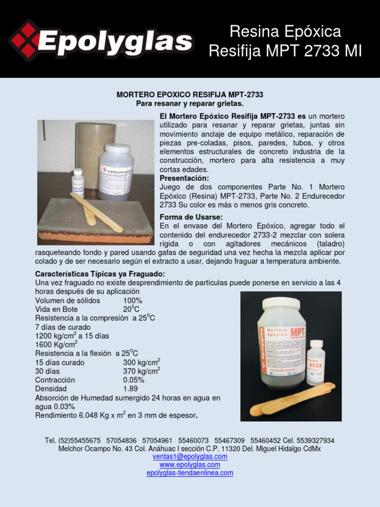 Mortero Epoxico Resifija 2733MI | PDF