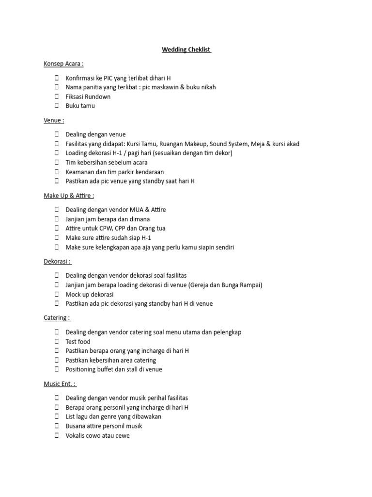 Wedding Cheklist | PDF