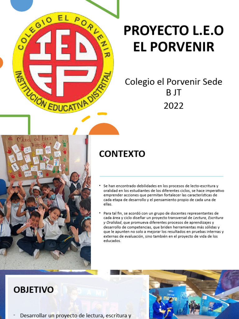 Proyecto L.E.O El Porvenir | PDF | Comprensión lectora | Educación de la primera infancia