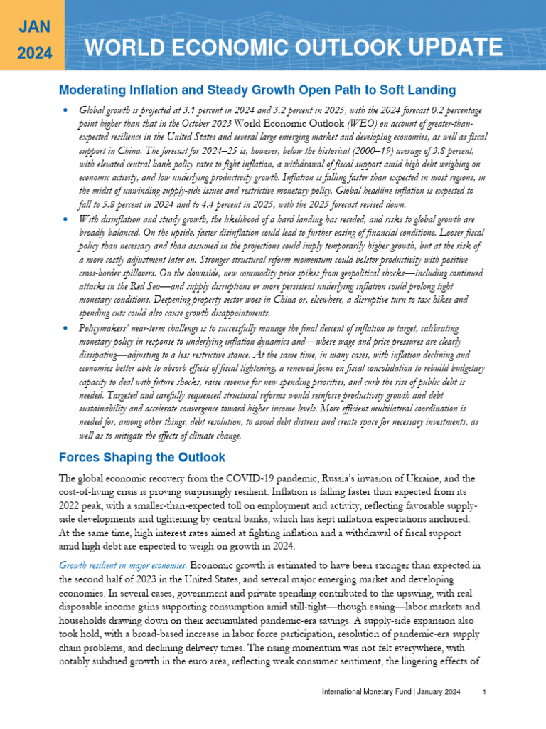 World Economic Outlook January Update | PDF