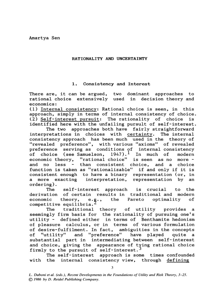 Rationality and Uncertainty | PDF | Rationality | Utility
