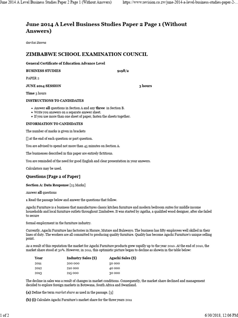 BS Paper 2 June 14 | PDF | Economies | Business