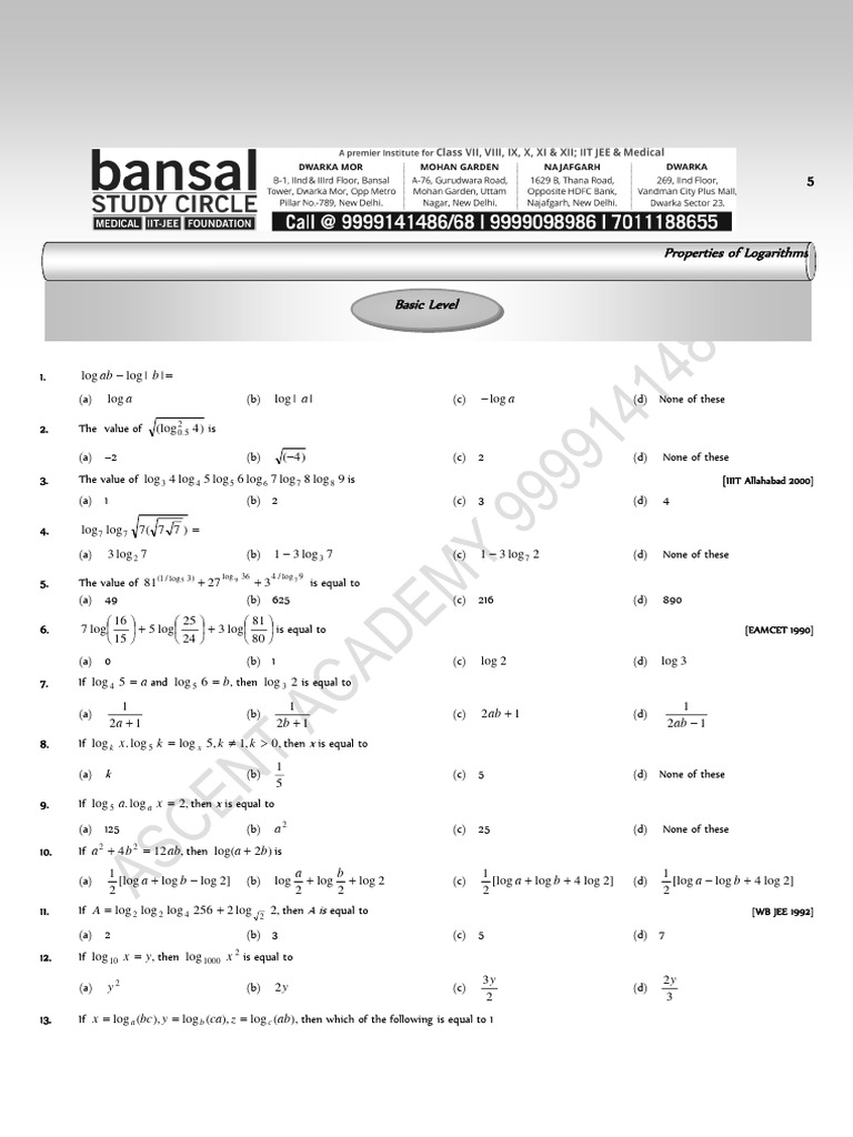 Logritham Assignment | PDF | Logarithm | Abstract Algebra