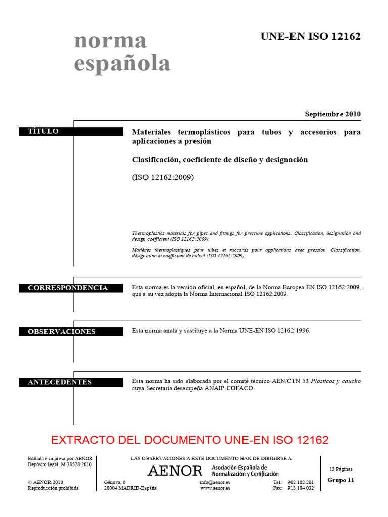 (Ex) Une-En Iso 12162 2010 | PDF | El plastico | Ingeniero civil