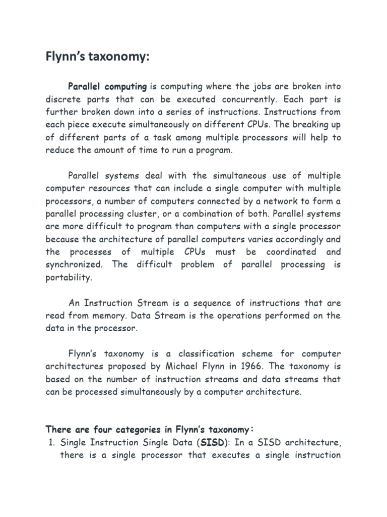 Flynn's Taxonomy | PDF | Parallel Computing | Central Processing Unit