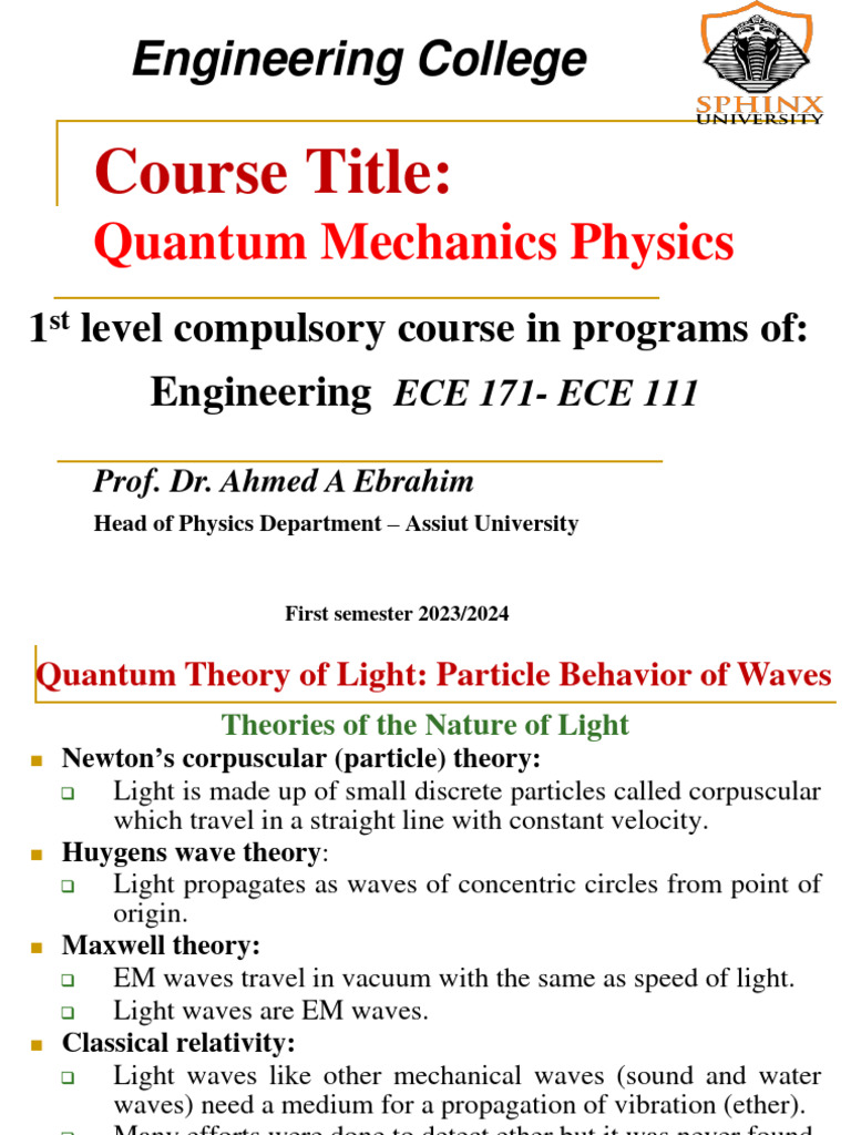 Quantum Mechanics 1 | PDF