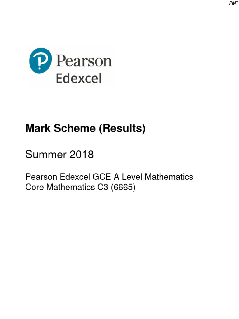 6665-01 C3 June 2018 MS | PDF | Mathematics | Mathematical Concepts