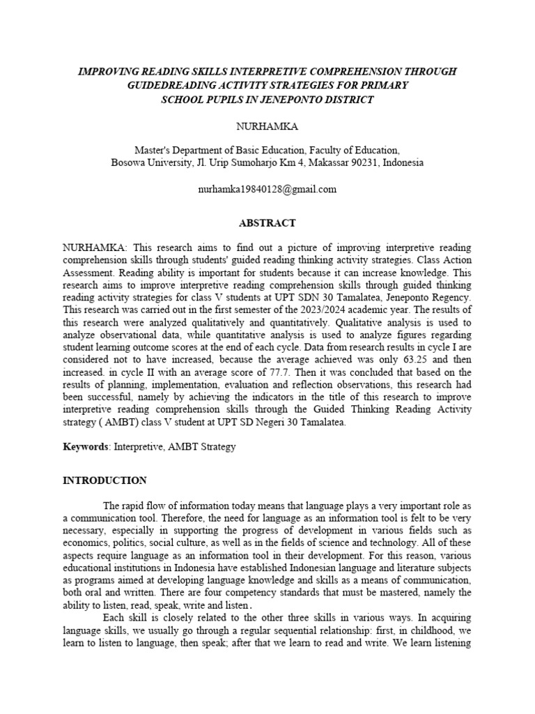 Nurhamka - Tgs Bhs Inggris Jurnal Terjemahan | PDF | Reading ...