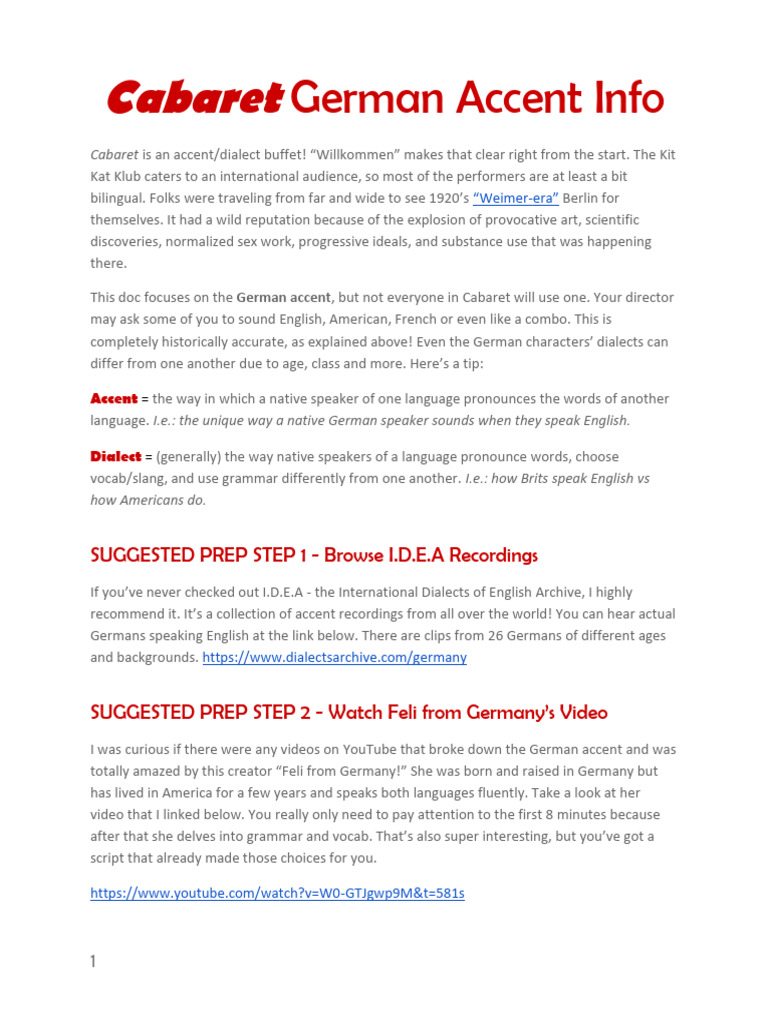 CABARET Accents | PDF