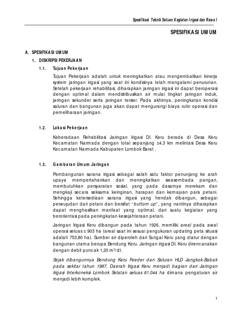 Spesifikasi Umum DI KERU | PDF