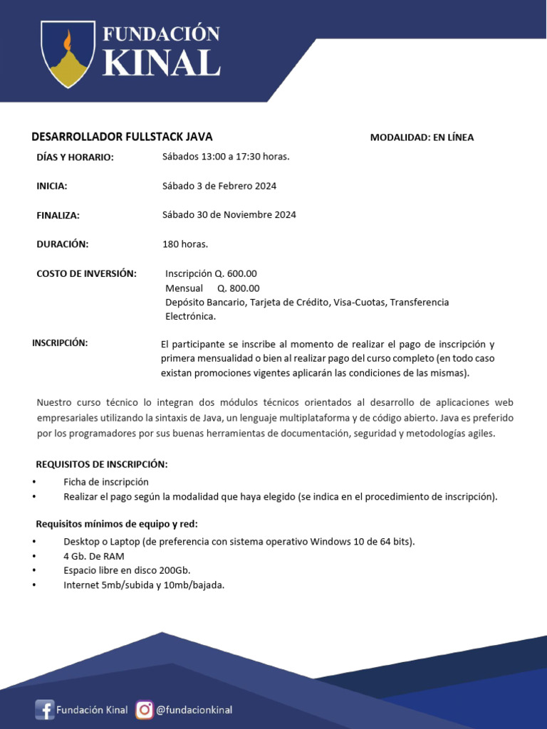 Curso Online Desarrollador Fullstack Java | PDF | Java (lenguaje de programación ...