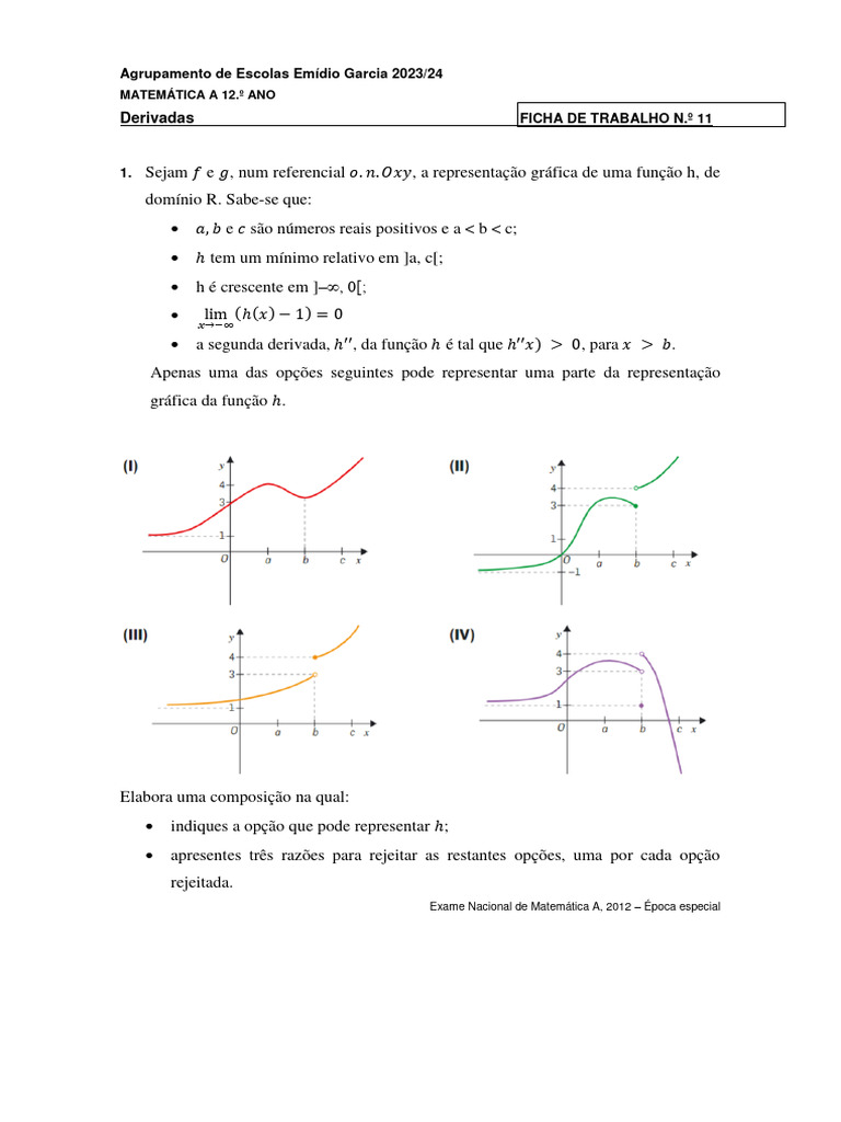 F Trabalho 11 Derivadas | PDF