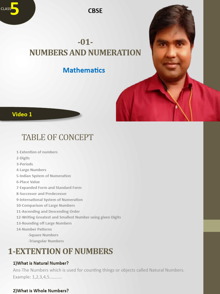 Class 5 Numbers and Numeration Guide | PDF | Natural Number | Numbers