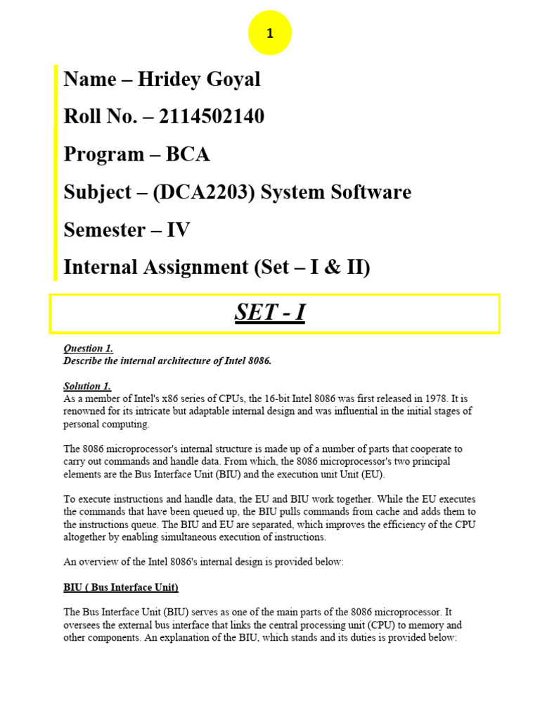 Hridey Goyal (DCA2203) System Software Assignment Answer of Sem 4th | Download Free PDF ...