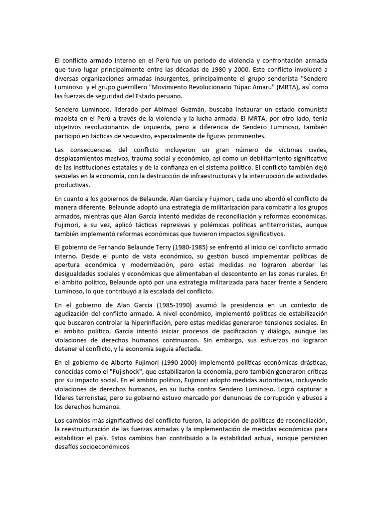 El Conflicto Armado Interno en El Perú Texto DPSC | PDF | Gobierno | Teorías políticas